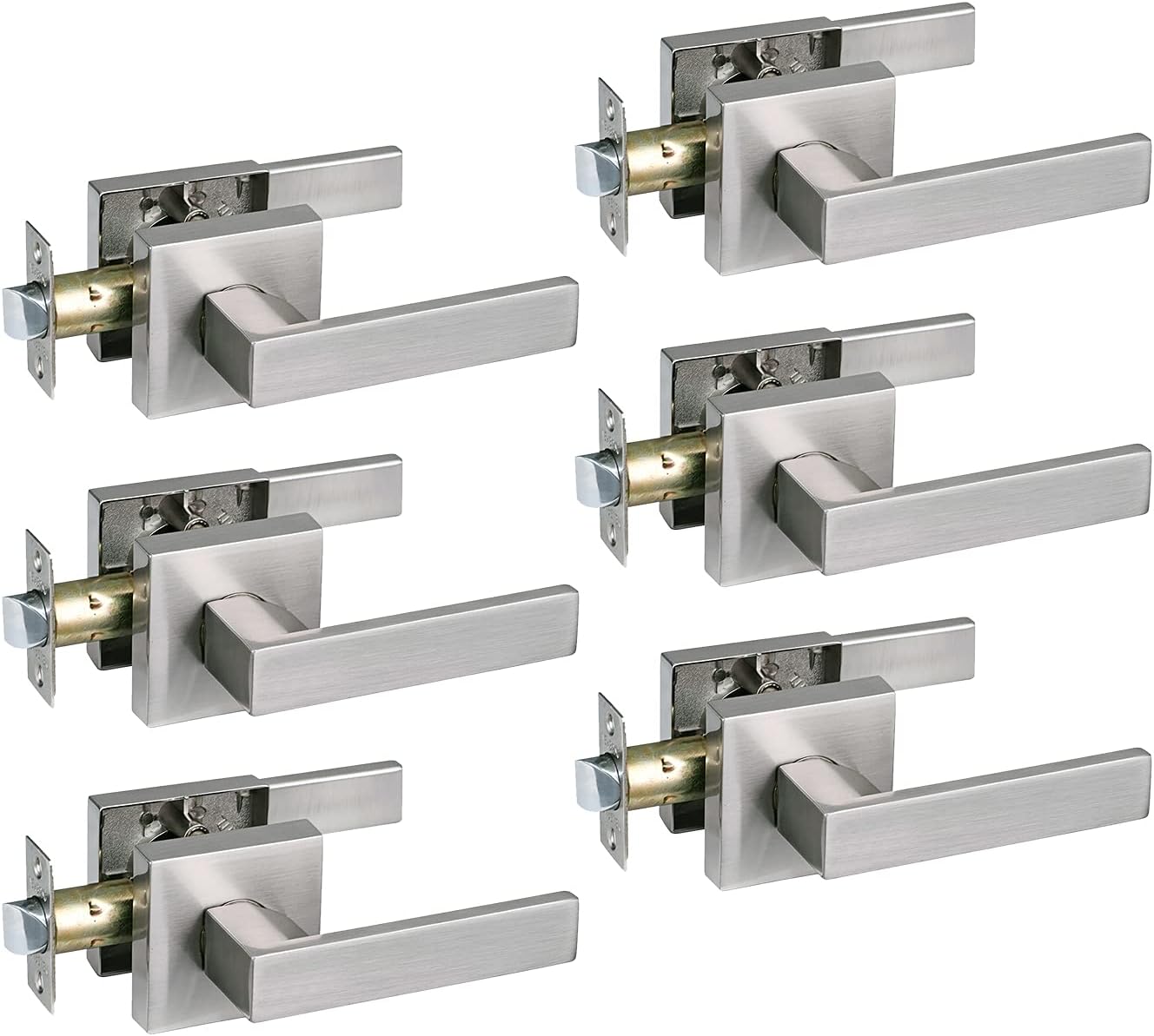 Hall/Closet Lever Handle Lock Satin Nickel Finish--Heavy Duty Door Lock ...