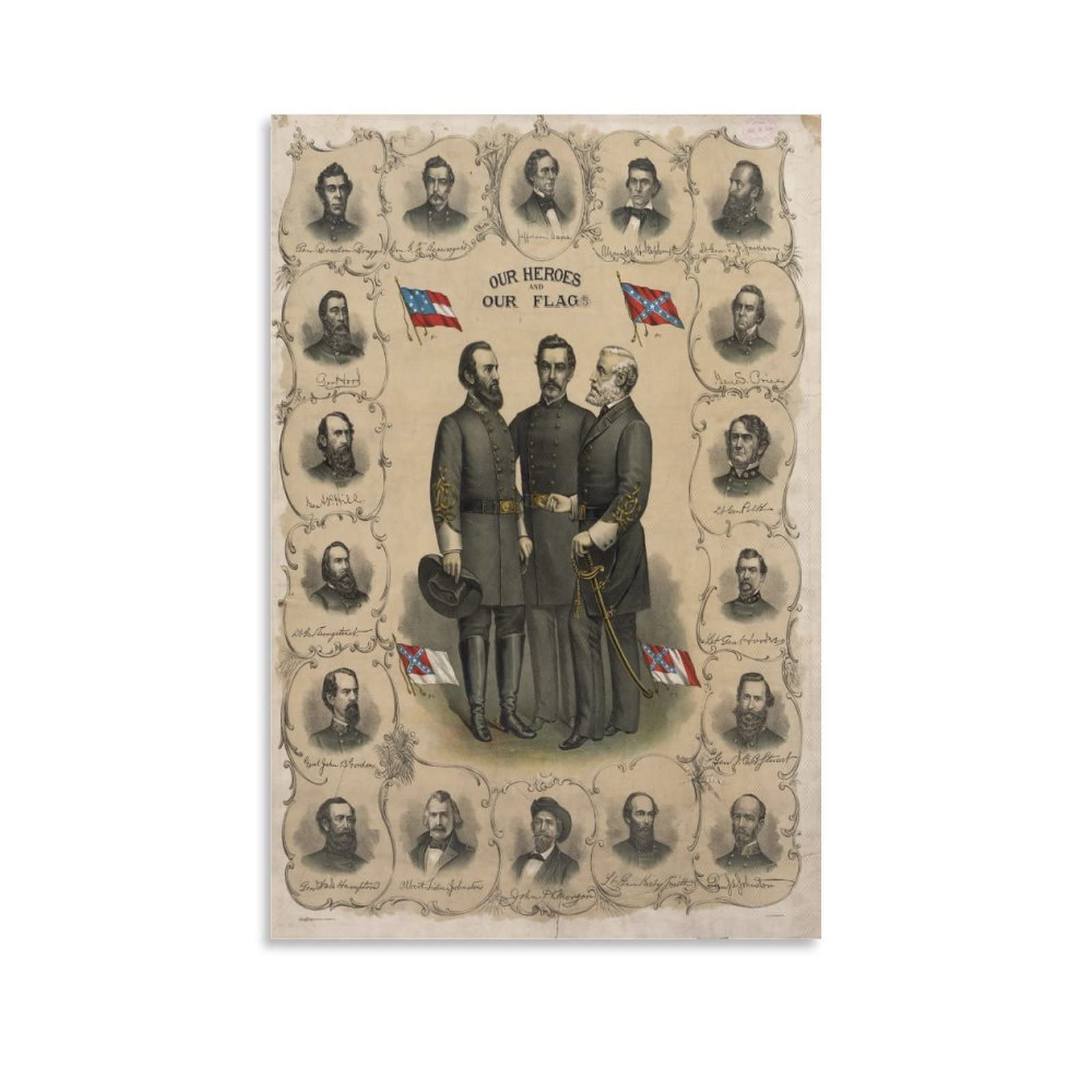 Amazon.com: Art Poster Vintage Civil War Confederate Generals Poster ...