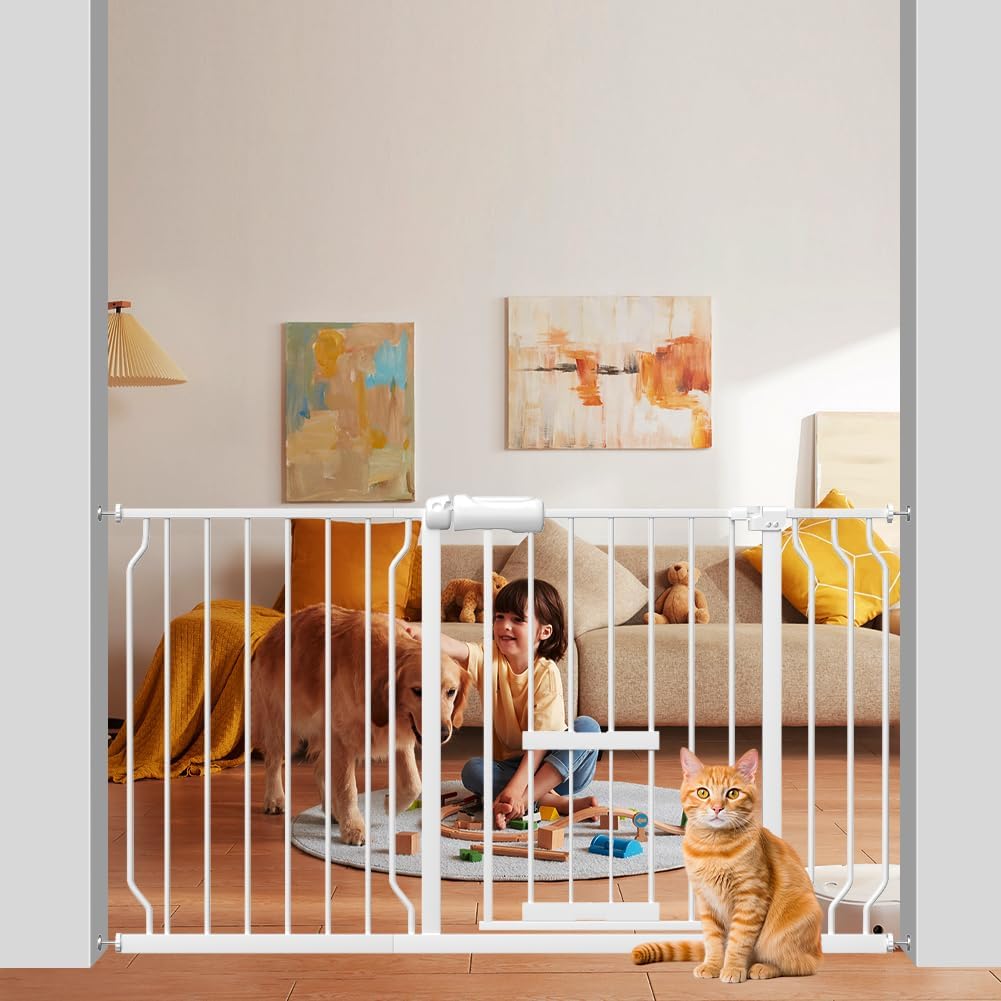 Amazon.com: WAOWAO Baby Gate with Cat Door 52.75-62.2" Extra Wide ...