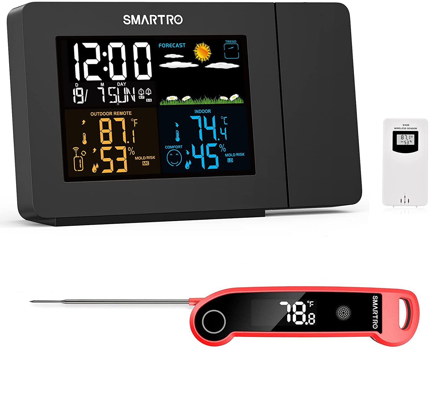 Amazon.com: SMARTRO SC91 Projection Alarm Clock for Bedrooms with ...