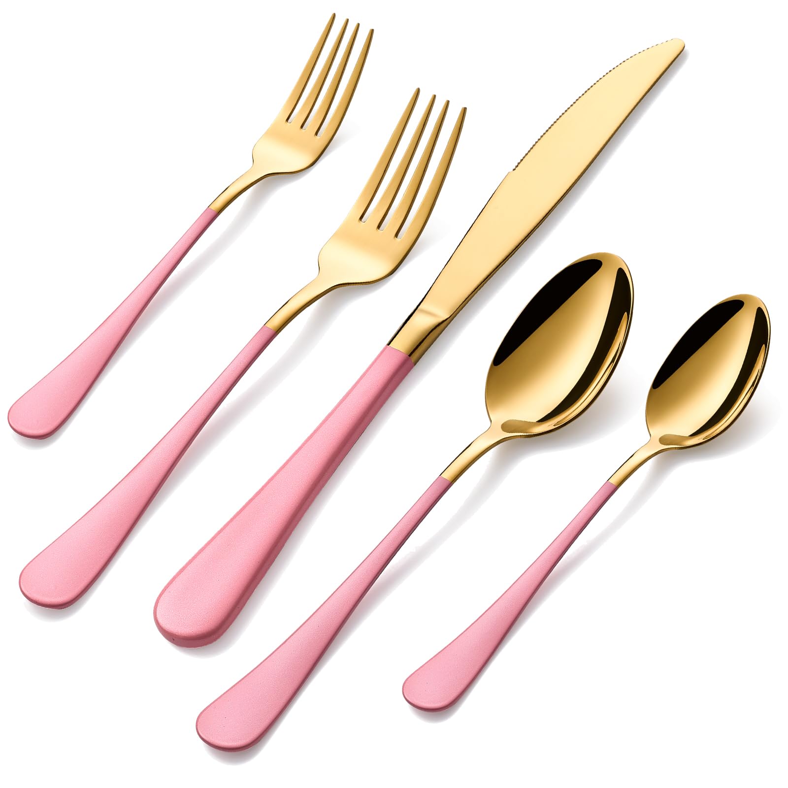 Amazon.com | DINYWOW 20-Pieces Gold and Pink Silverware Sets for 4,Pink ...