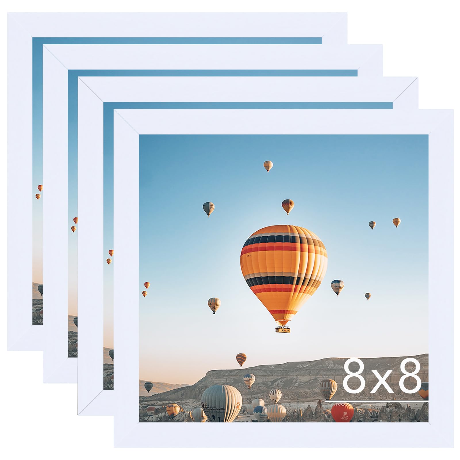 Amazon.com: 8x8 Picture Frame Set of 4 White for Wall Hanging or ...