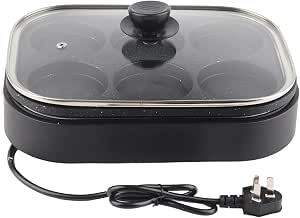 Egg Frying Pan,Egg Pan Non Stick,6 Hole Electric Mini Pancake Pan,Black ...