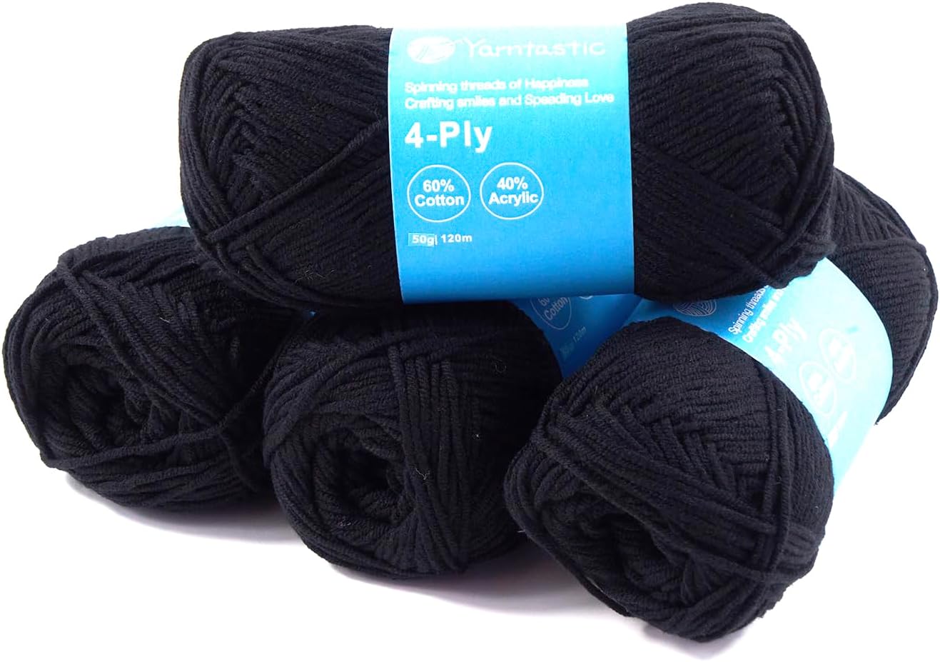 Yarntastic 50g x 4 Balls in a Pack, 4 Ply Yarn, 16 Wraps per inch ...