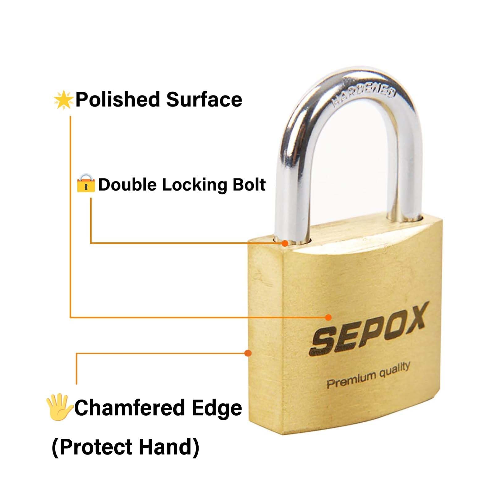 Snapklik.com : SEPOX 16 Pcs 40mm Heavy-Duty Solid Brass Padlocks