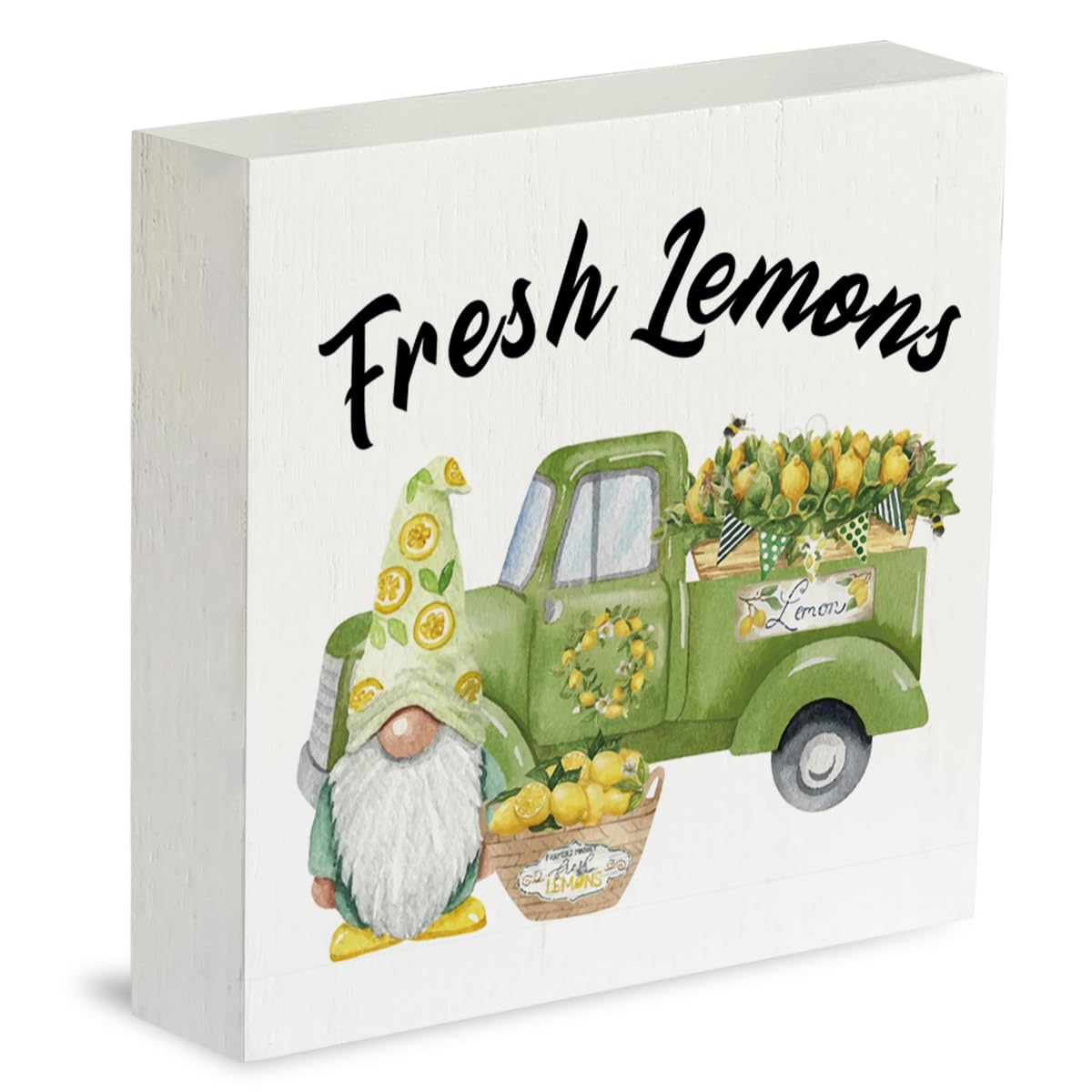 Amazon.com: Farmhouse Lemon Gnome Wooden Box Sign Rustic Country Fresh ...