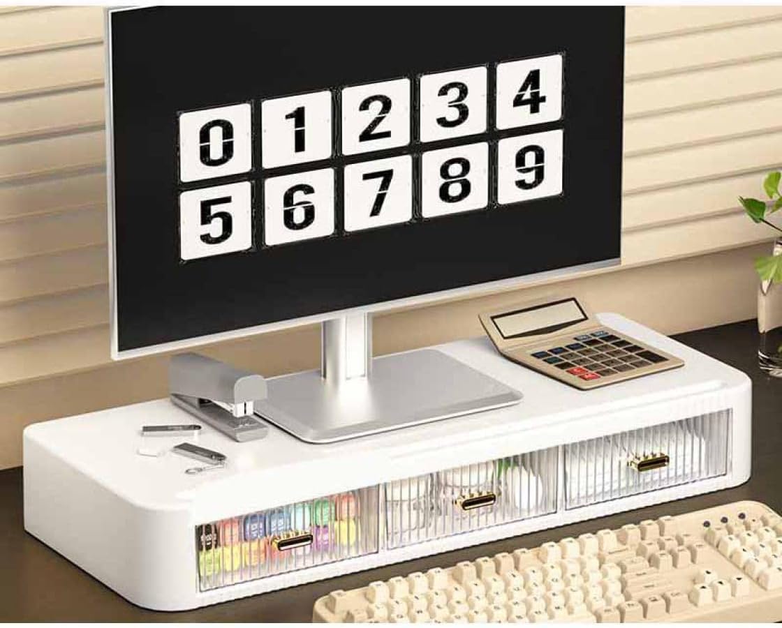 Amazon.co.jp: MJKQ9 Monitor Stand with Drawer Computer Monitor Stand ...