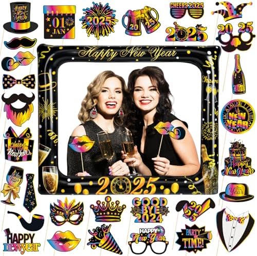 Amazon.com: YQUQWN New Years Photo Booth Frame Large 36 Inch Black and ...