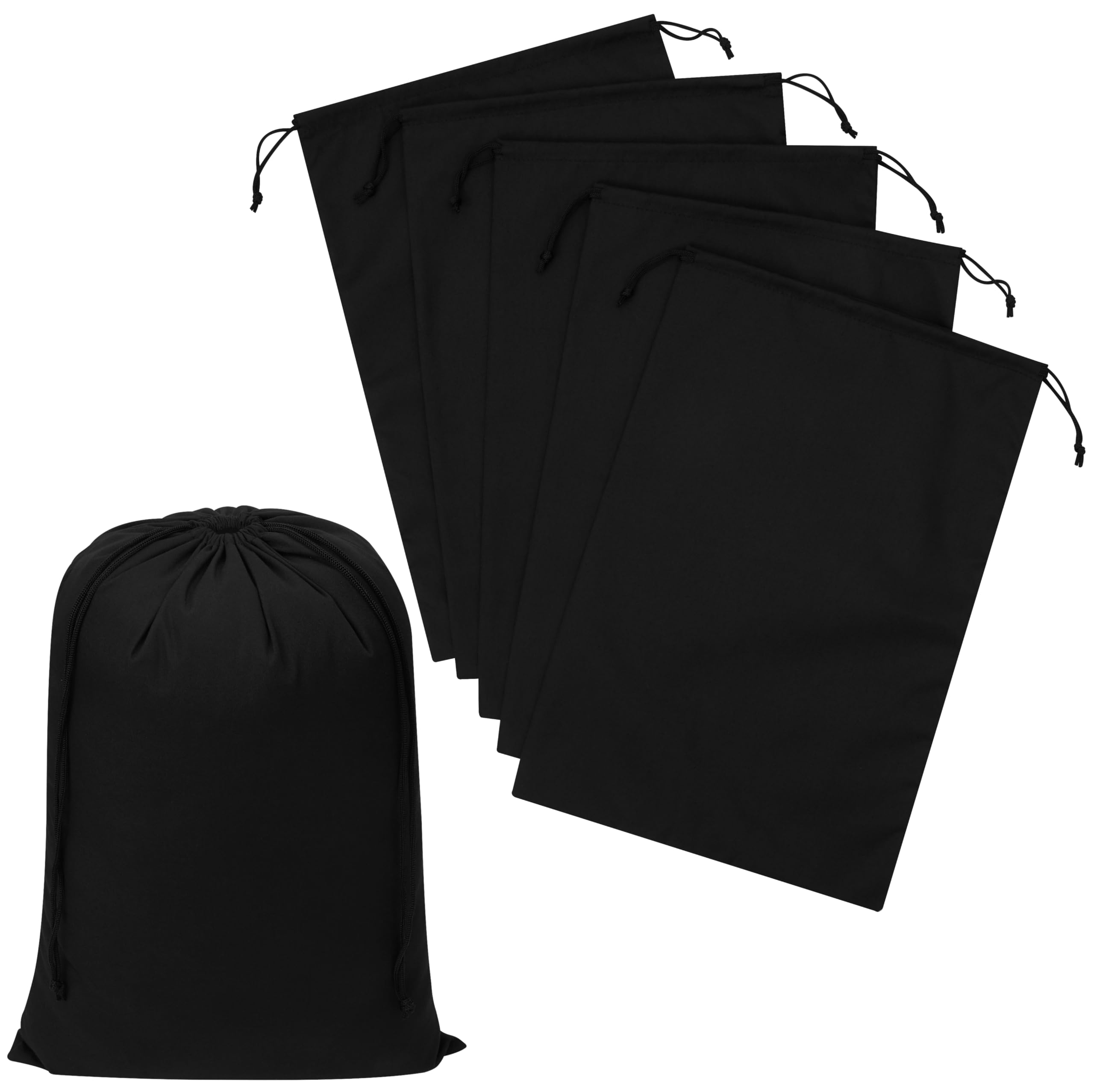 Amazon.com: Black Cotton Drawstring Bags, Reusable Quality with Double ...