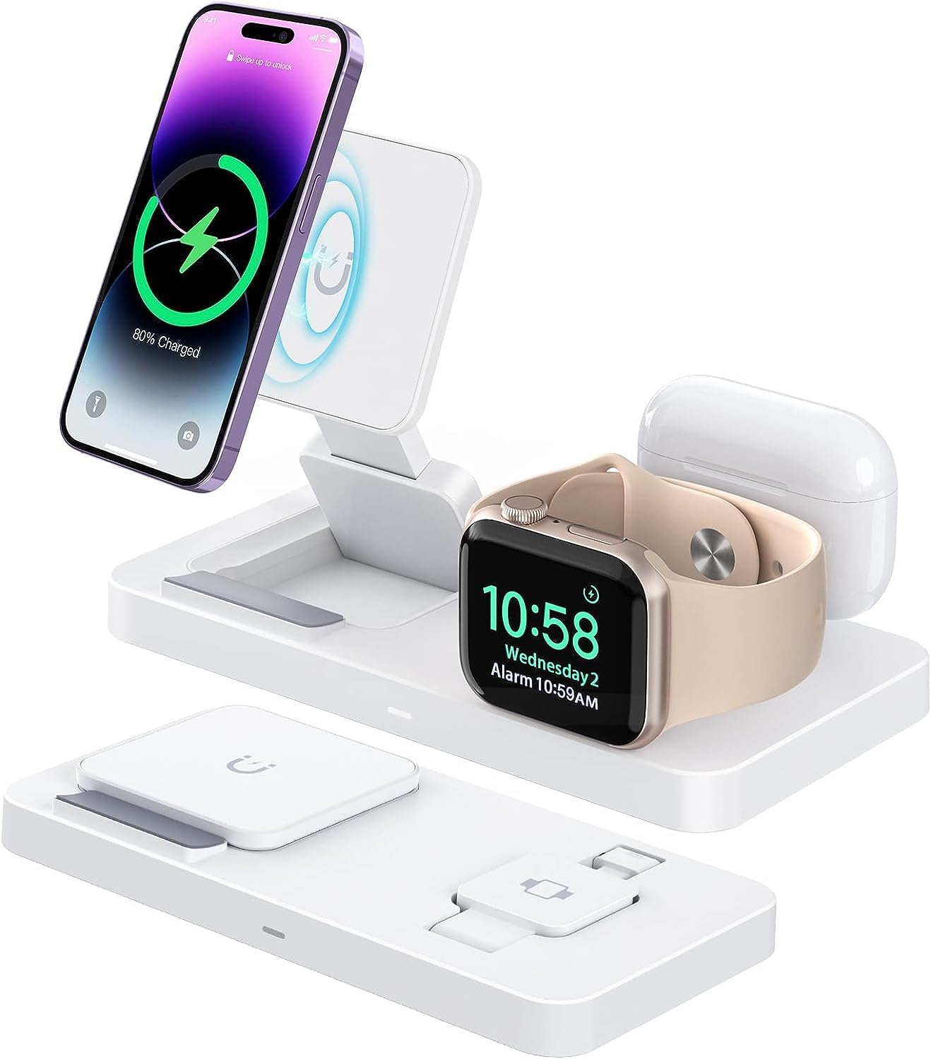 Wireless Charger for iPhone Apple Watch, Foldable MagSafe Charging ...