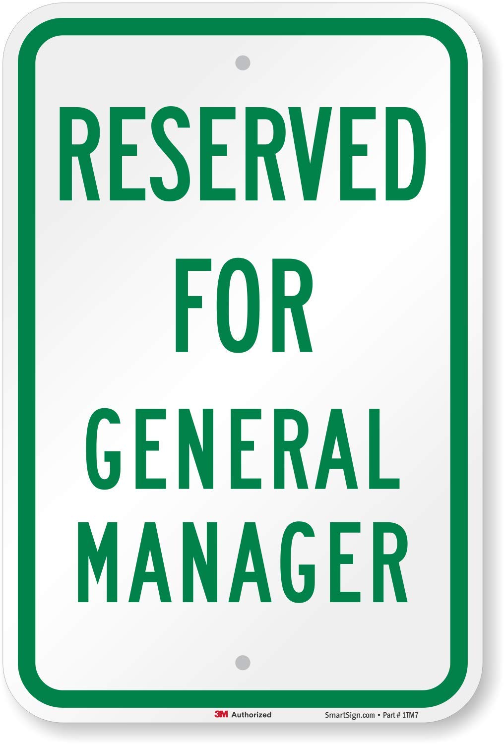 Amazon.com: SmartSign 18 x 12 inch “Reserved For General Manager ...