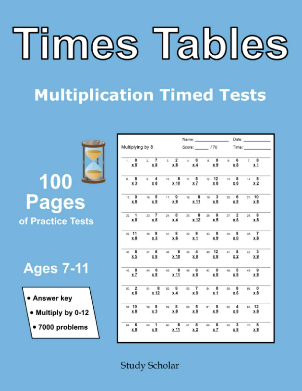 Times Tables: Multiplication Timed Tests - 100 Pages of Practice Tests ...