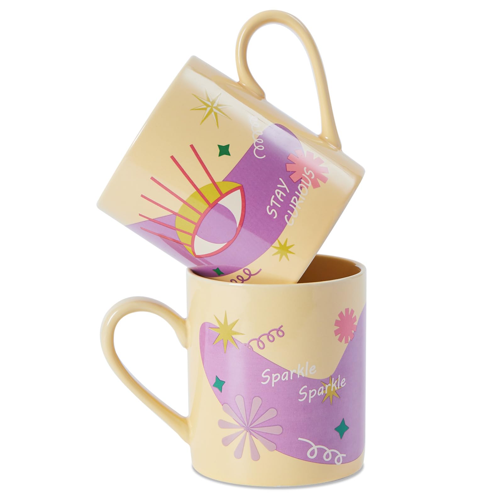Amazon.com: Hand-Painted Ceramic Coffee Mugs Set of 2,Cute Tea Cups ...