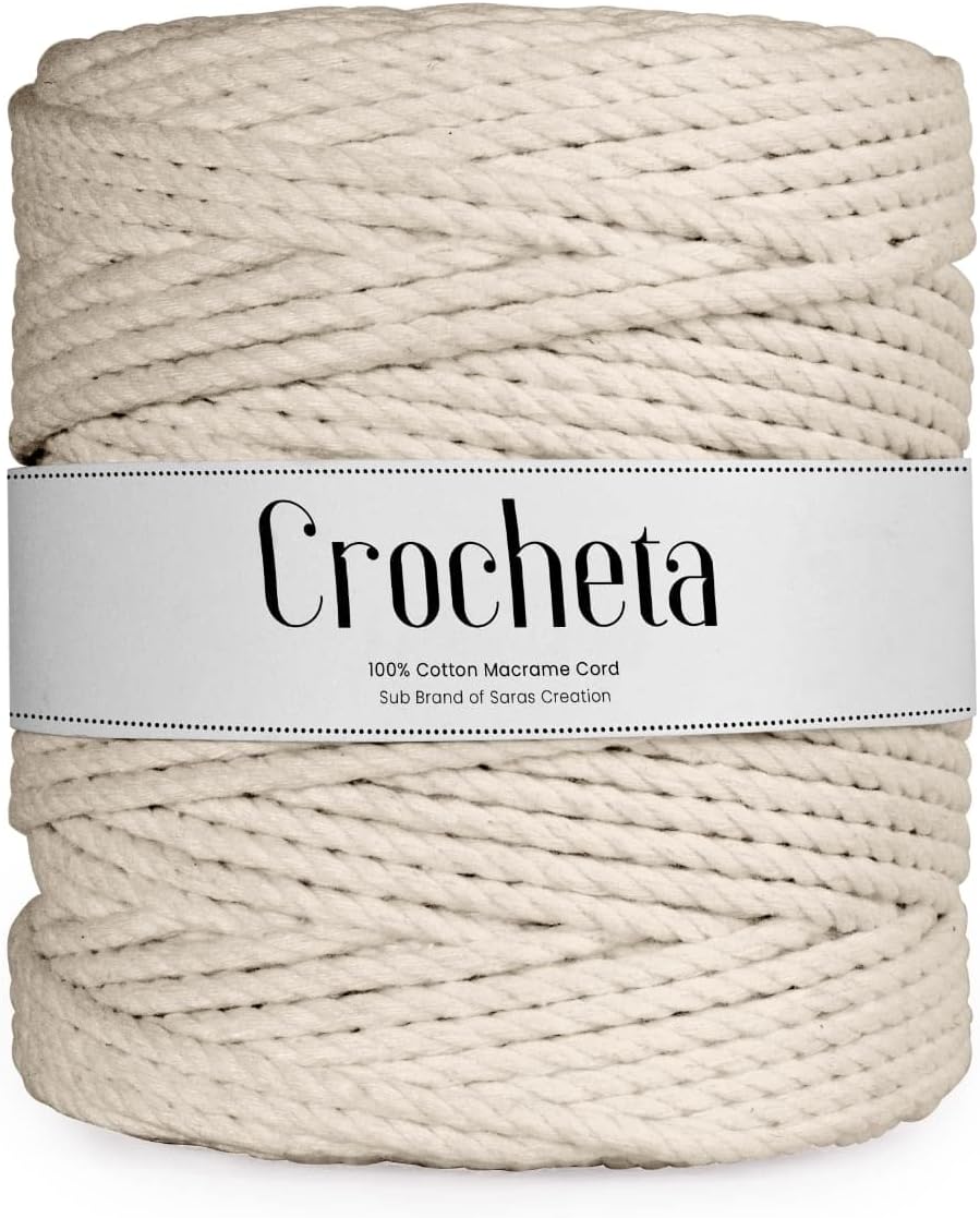 Bobbiny | 3 Ply Twisted Macrame Cotton Cord Dori (Roll Packaging ...
