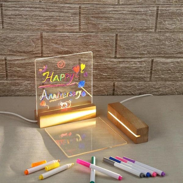 Buy 3D Acrylic Dry Erase Board with Stand & Light as a Glow Memo LED ...