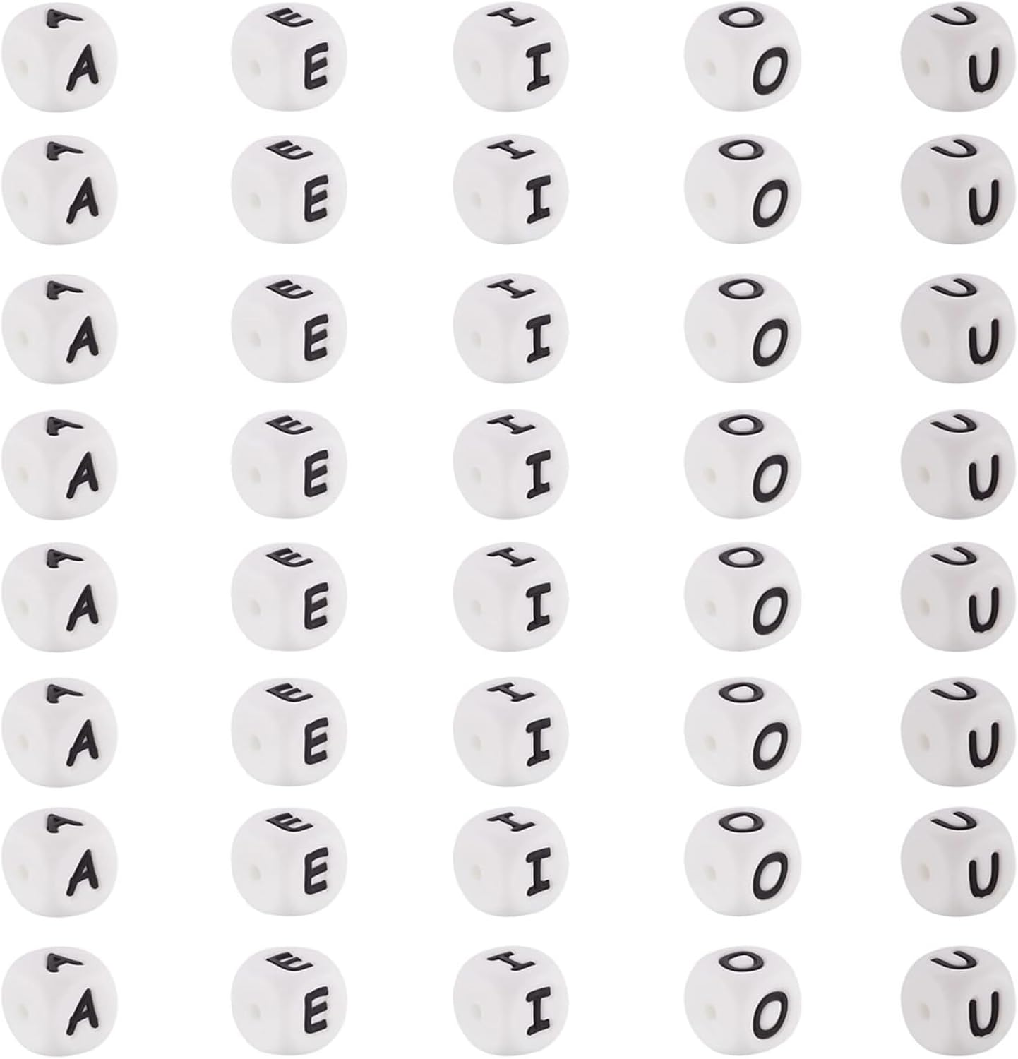 Amazon.com: Promise Babe 12mm Square Silicone Alphabet Beads 40pc Vowel ...