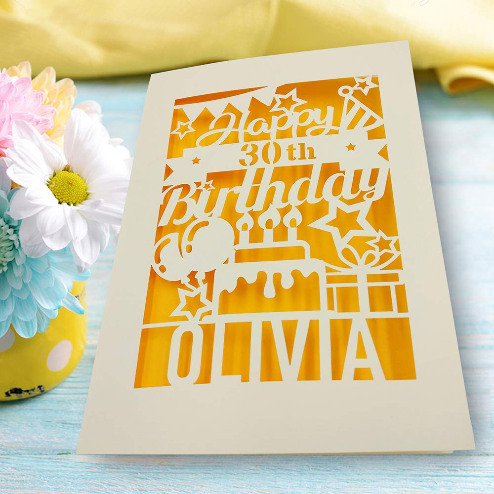 Buy Personalised Happy Birthday Card Laser Paper Cut Birthday Greeting ...