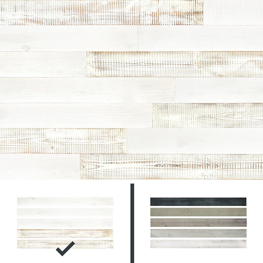 Amazon.com: Peel & Stick Distressed Rustic Shiplap Real Wood Wall Plank ...