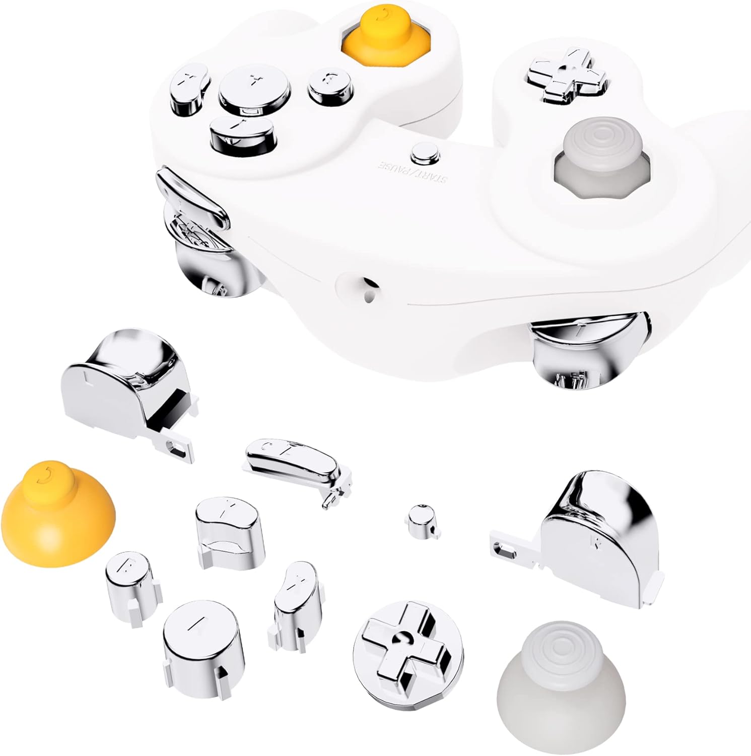Amazon.com: eXtremeRate Chrome Silver Repair ABXY D-pad Z L R Keys for ...