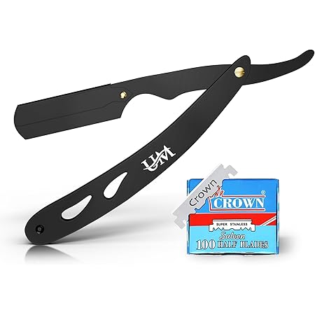 Amazon.com: UM Supplies Straight Edge Razor with 100 Replaceable Single ...
