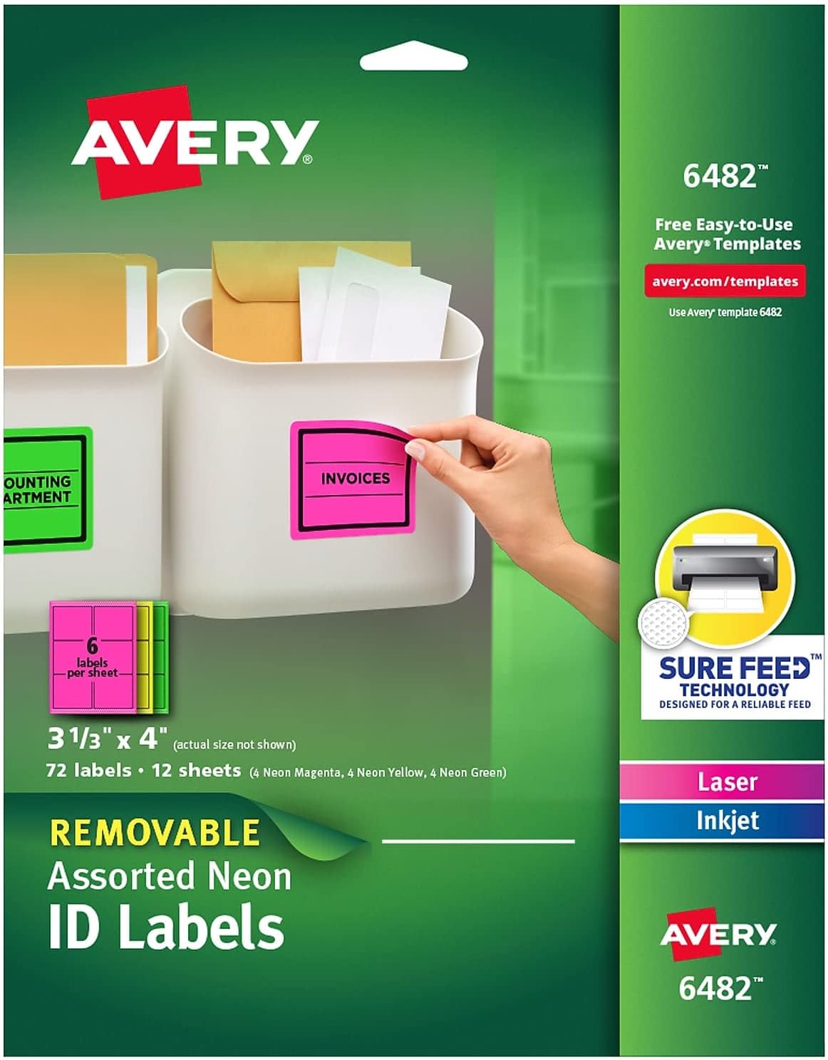 Amazon.com : Avery Dennison Multipurpose Labels, Remv, 6Up, 3-1/2amp ...