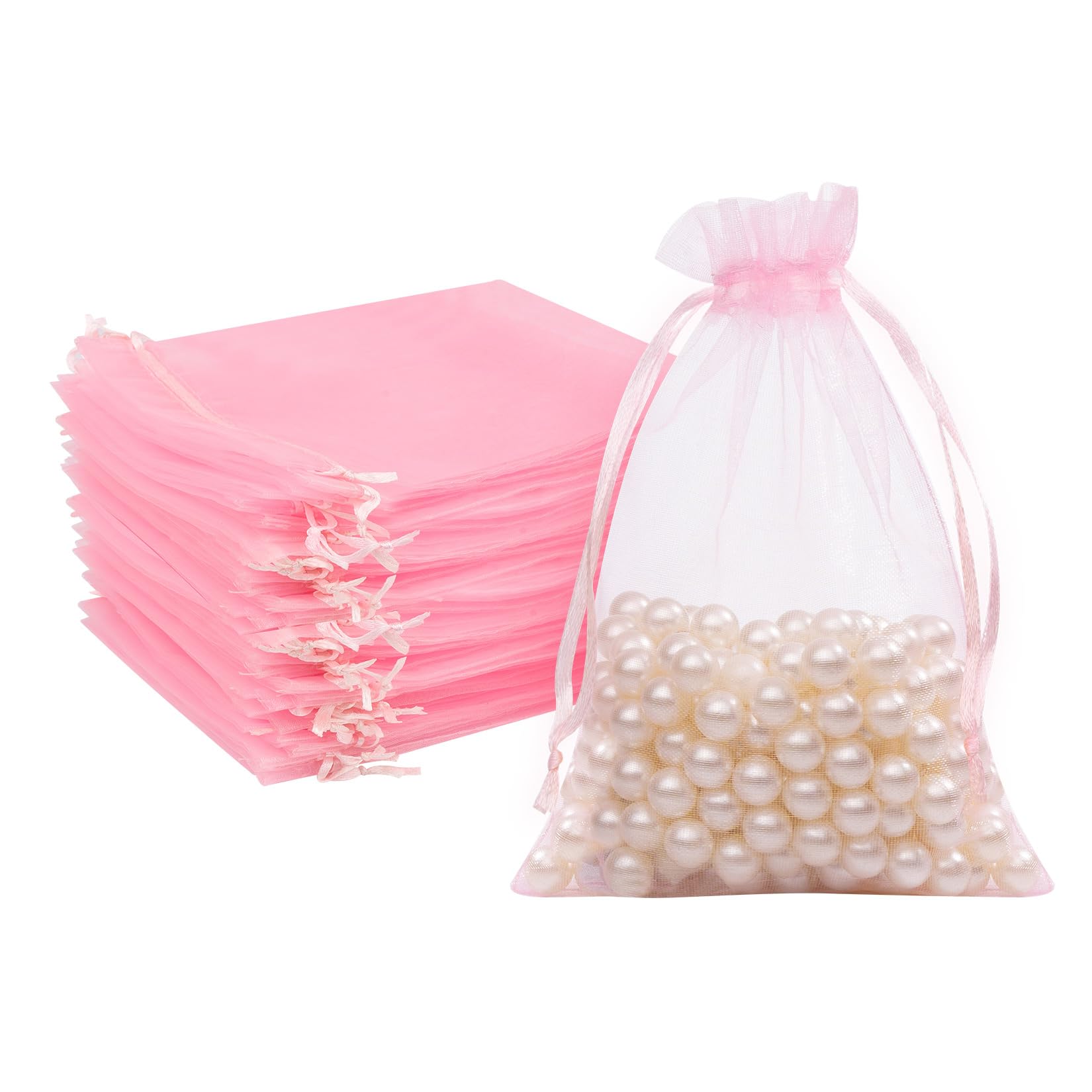 Amazon.com: FUNFERY 100 Pcs Pink Organza Bags 5x7 in,Small Mesh Bags ...
