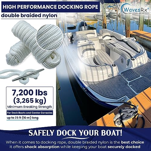 Snapklik.com : WavesRx 1/2 X 20 (4PK) Premium Dock Lines For Boat ...