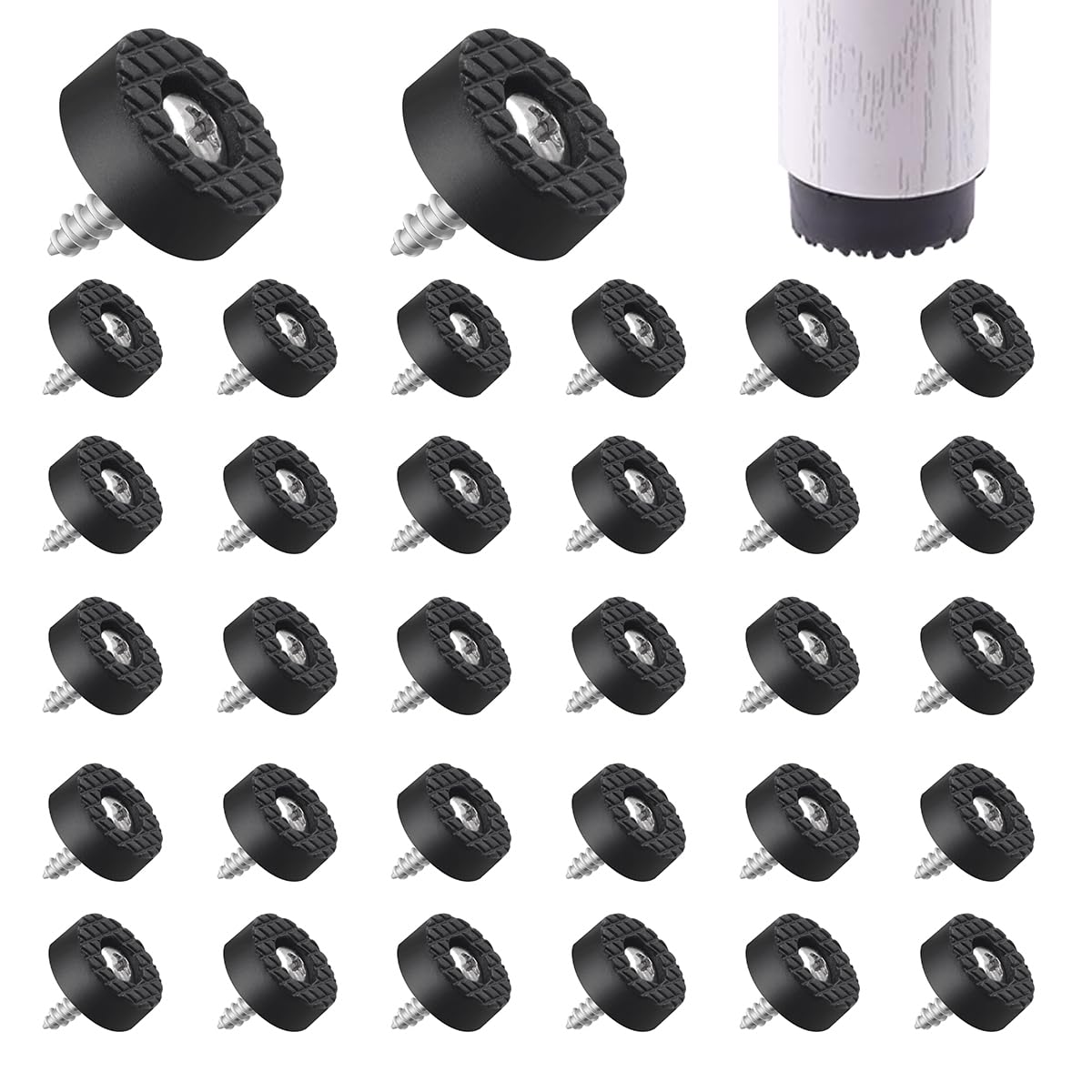 Serplex® 0.7 inches Round Rubber Furniture Leg Pads Screw On Anti-Slip ...