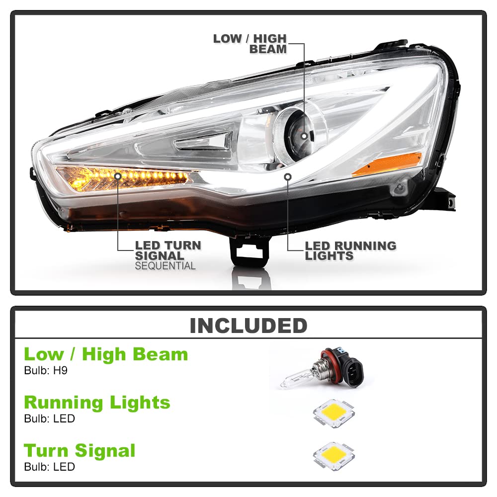 Snapklik.com : For 2008-2017 Mitsubishi Lancer Halogen Type Chrome LED ...