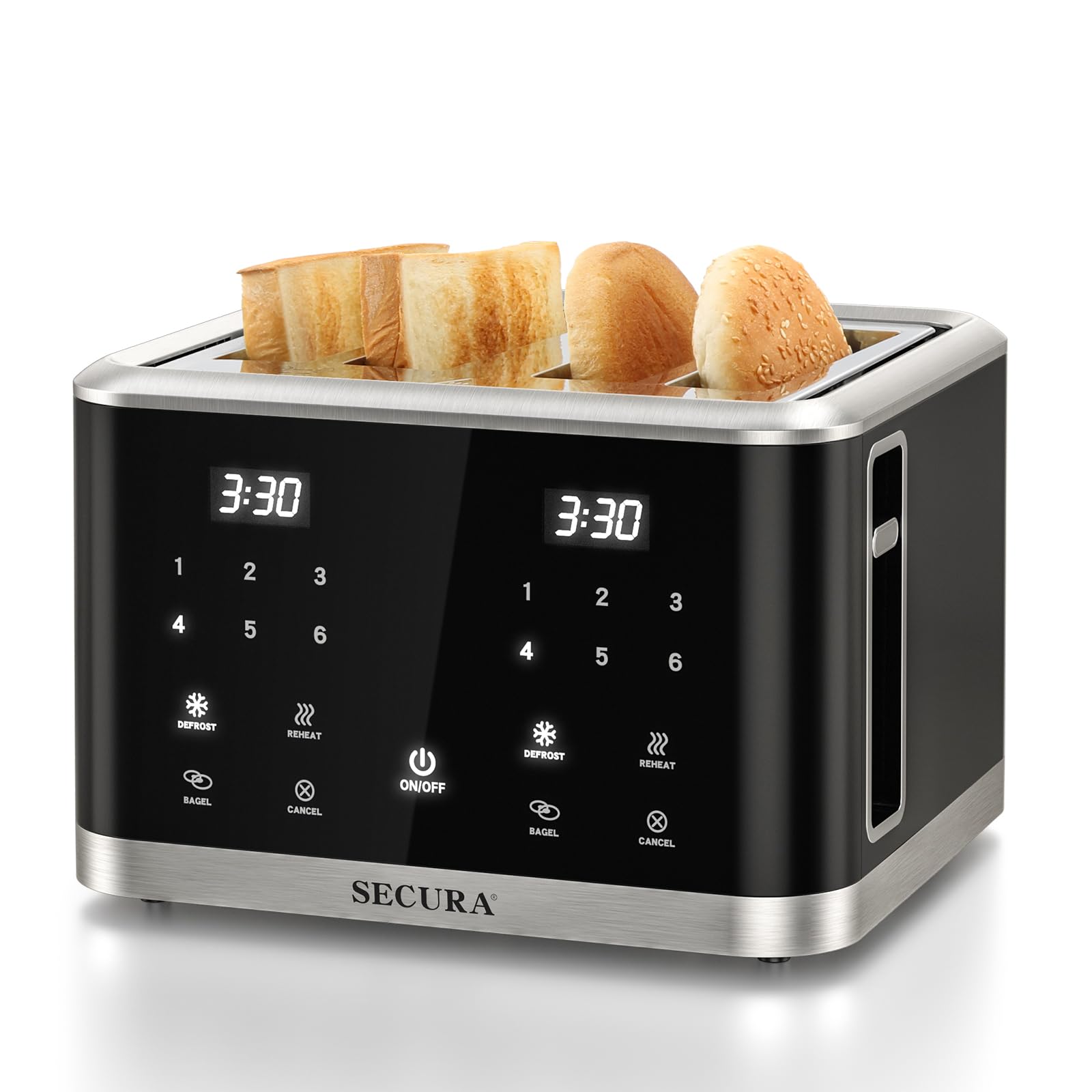 Snapklik.com : Secura 4-Slice Touchscreen Toaster Digital Countdown