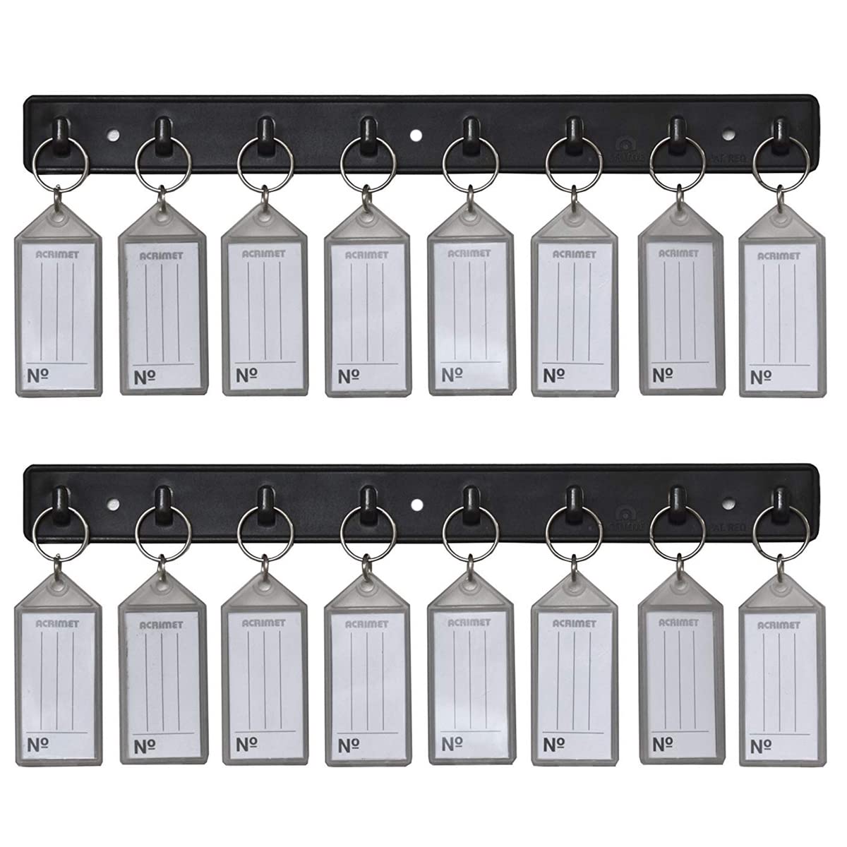 Acrimet Key Tag Rack w/ 8 Keyring Tags (Self-Adhesive Key Storage Rack ...