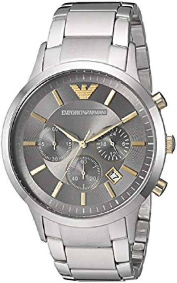 emporio armani Hombre AR11047 cronógrafo dial de reloj plateado ...
