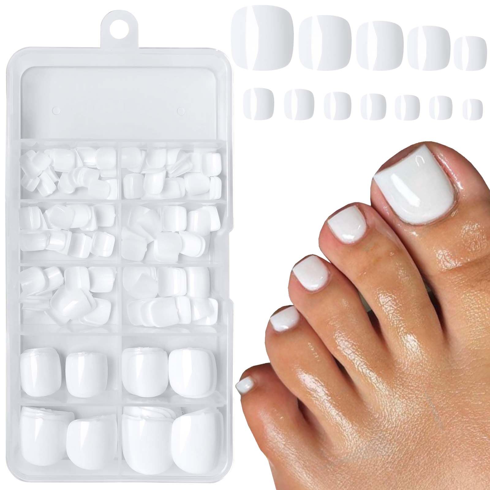 Amazon.com: LuckForever White Press on Toenails Women Fake Toenails ...