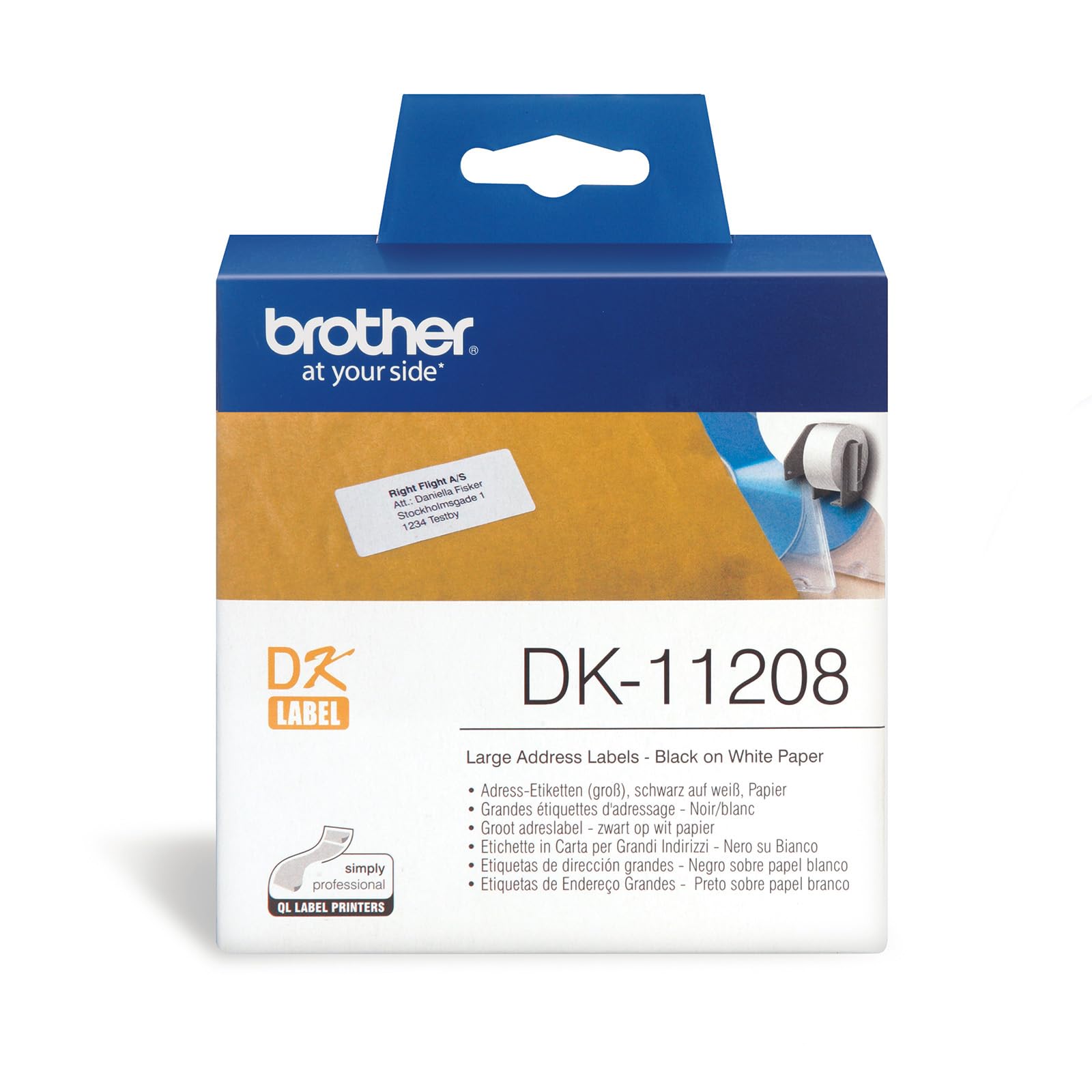 Amazon.com: Brother DK-11208 Label Roll, Large Address Labels, Black on ...