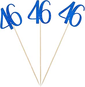 Amazon.com: Blue Glitter 46th Birthday Centerpiece Sticks, 12-Pack ...