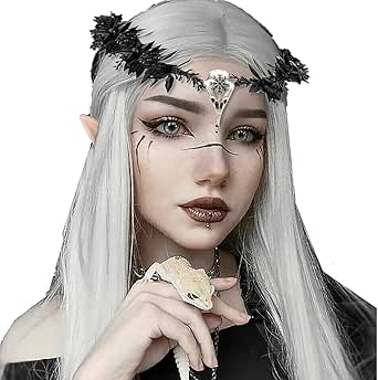 Amazon.com: JeVenis Dark Evil Renaissance Elf Headpiece Elf Ears Elf ...