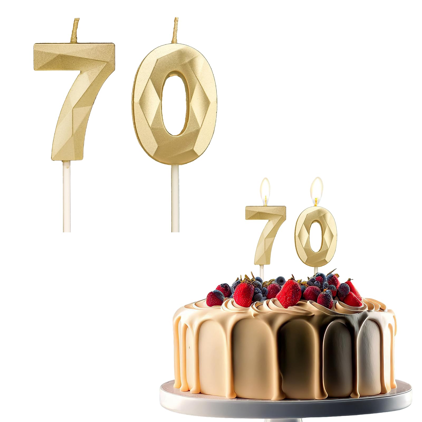 JEKUGOT 70th Birthday Candles, Number 70 Candle, Birthday Candle for ...