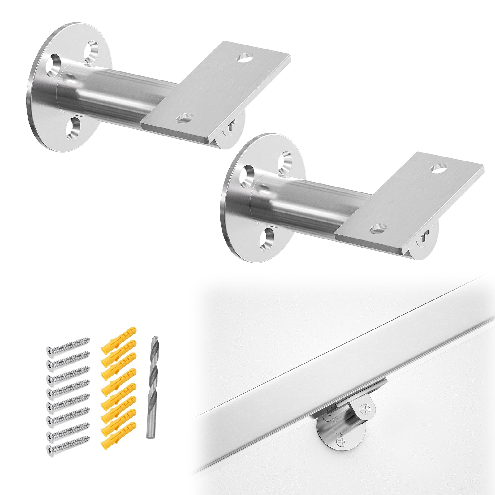 Muzata 2pack Adjustable Square Handrail Brackets For Staircase Stair ...
