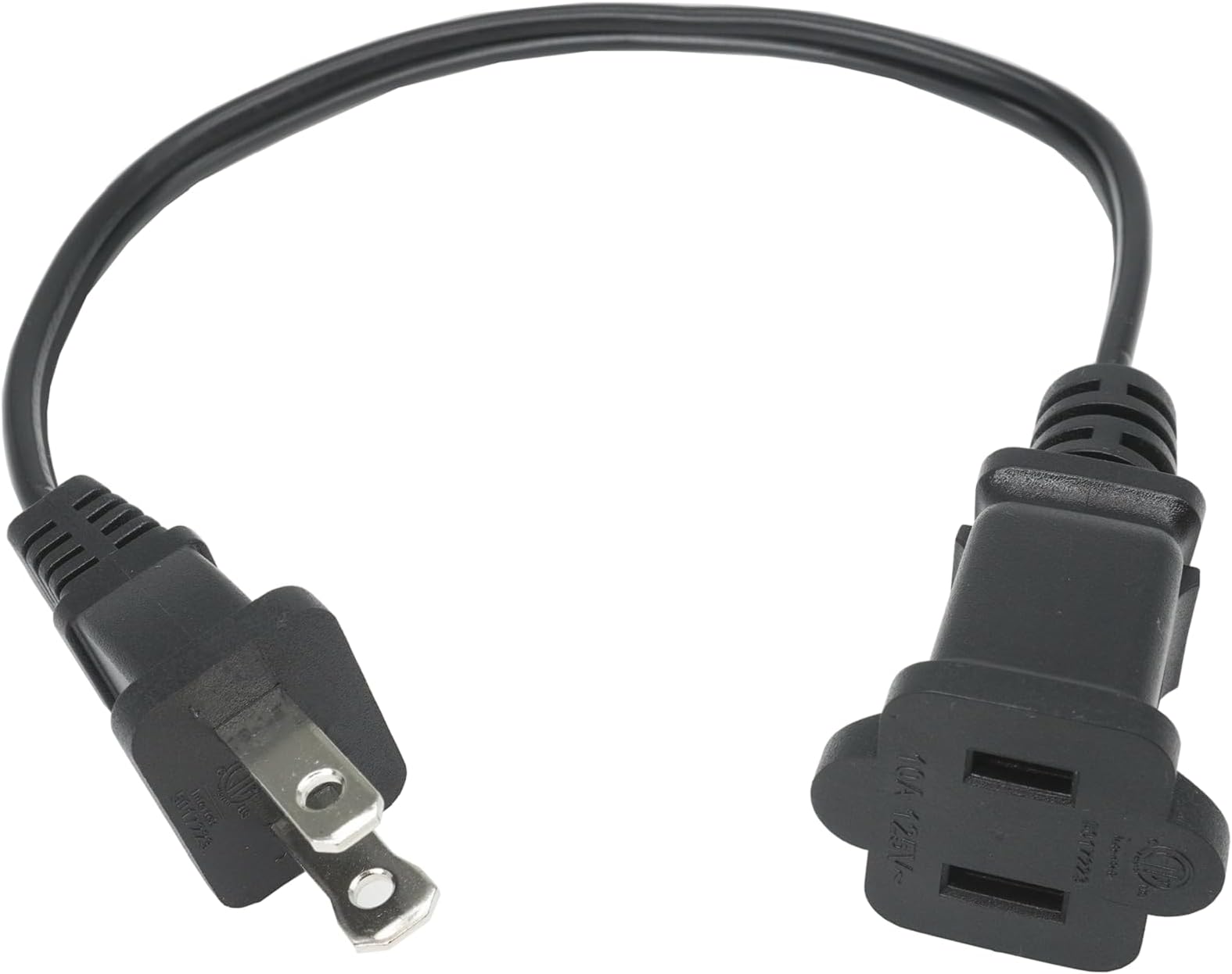 Amazon.com: 1 Foot Extension Cord 2 Prong, Small Black Extension Cord ...