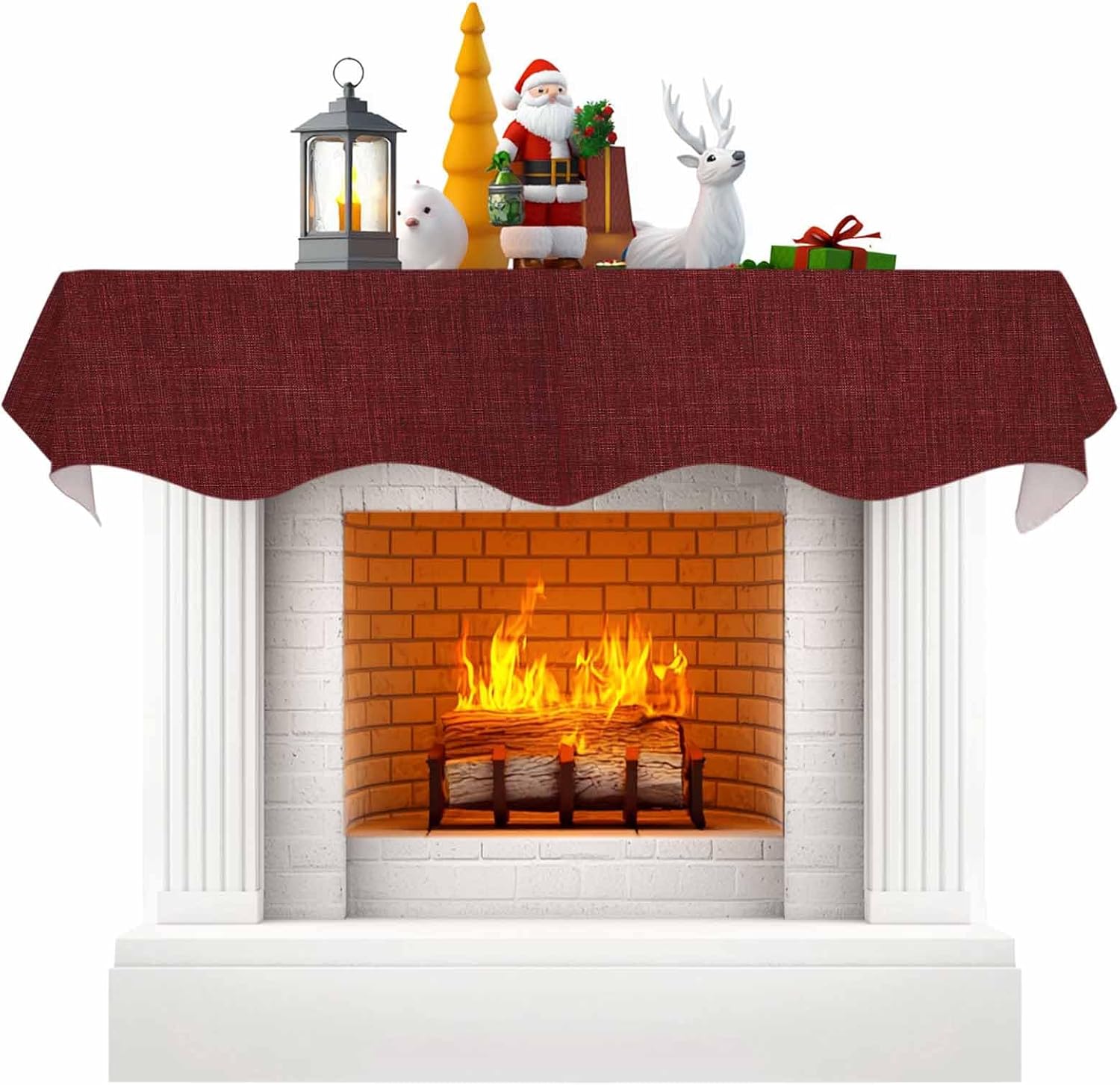 Amazon.com: Xeromeazo Wine Red Linen Fireplace Mantel Scarf 70 x 17 in ...