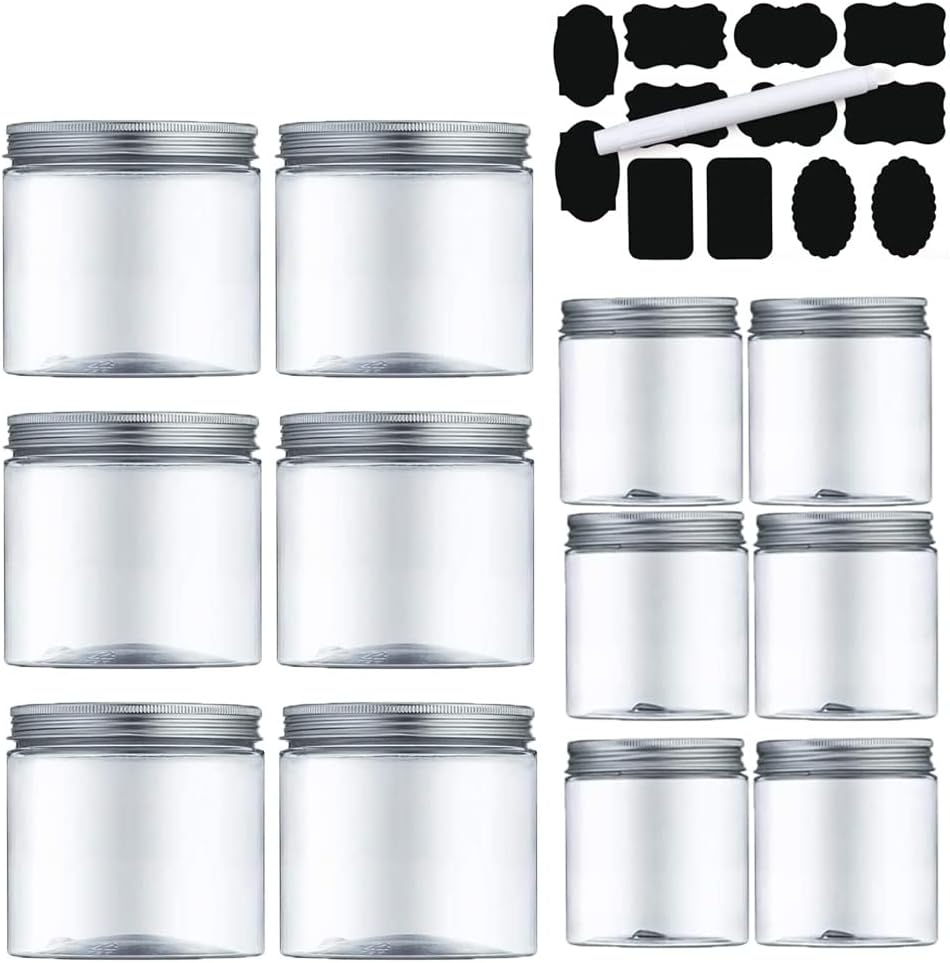 MEIXI Bocal Plastique Transparent 12 Stück (6 Stück 400ml + 6 Stück ...