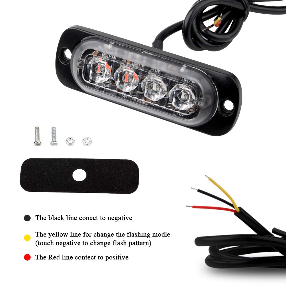 Snapklik.com : 4-LED Red&Blue Police Light,Surface Flash Mount Grille ...
