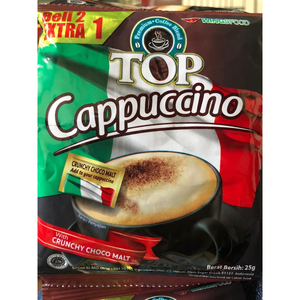 Amazon.com : Top Coffee Cappuccino with Crunchy Choco Malt 15 x 25 gr ...