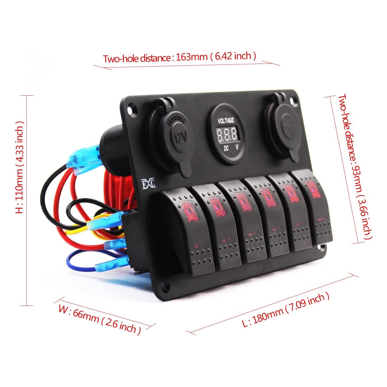 Snapklik.com : FXC 12 Volt Aluminum Marine Boat Rocker Switch Panel ...