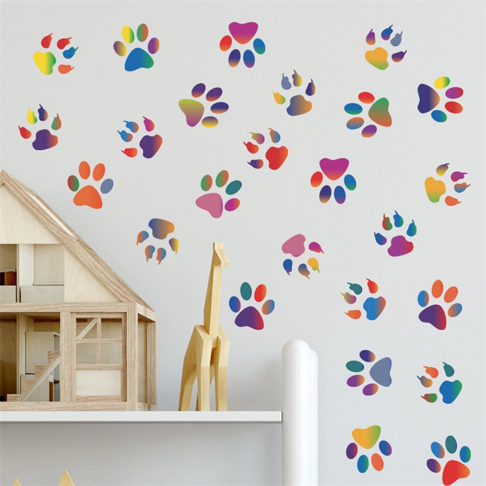 Amazon.com: 6 Sheets 36 Pcs Colorful Dog Footprints Wall Stickers ...
