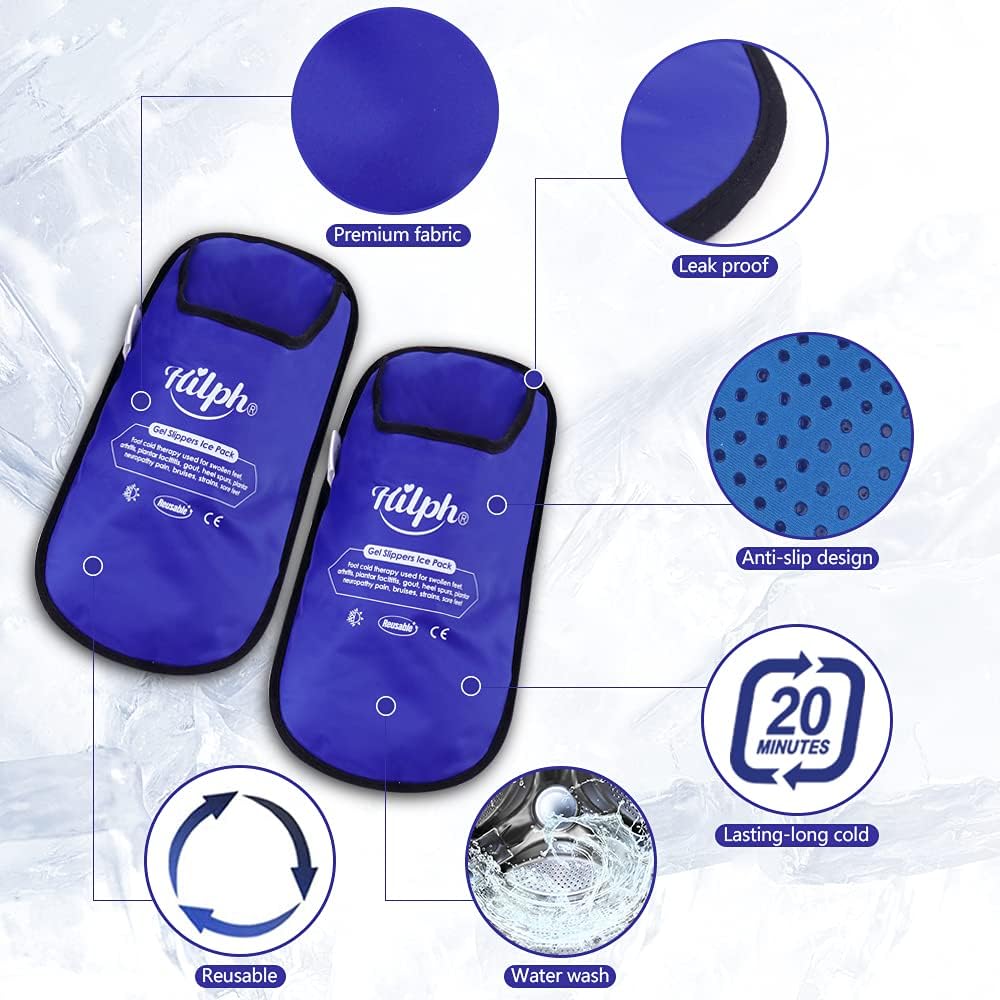 Hilph®Ice Pack Slippers Hot Cold Therapy Cooling Slippers for Feet Pain ...