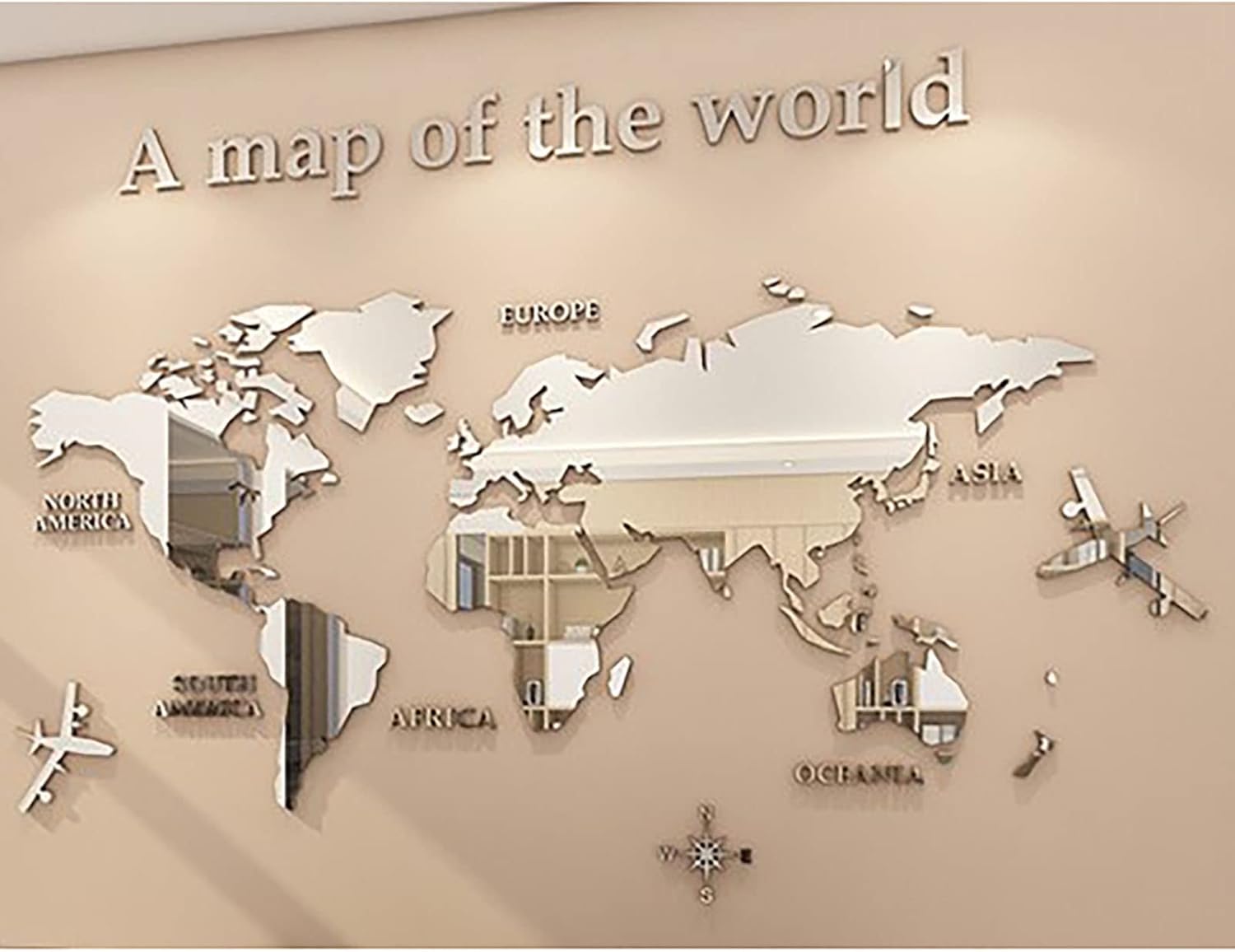 Gsycle World Map Wall Decor, 3D Wall Stickers DIY World Travel Maps ...