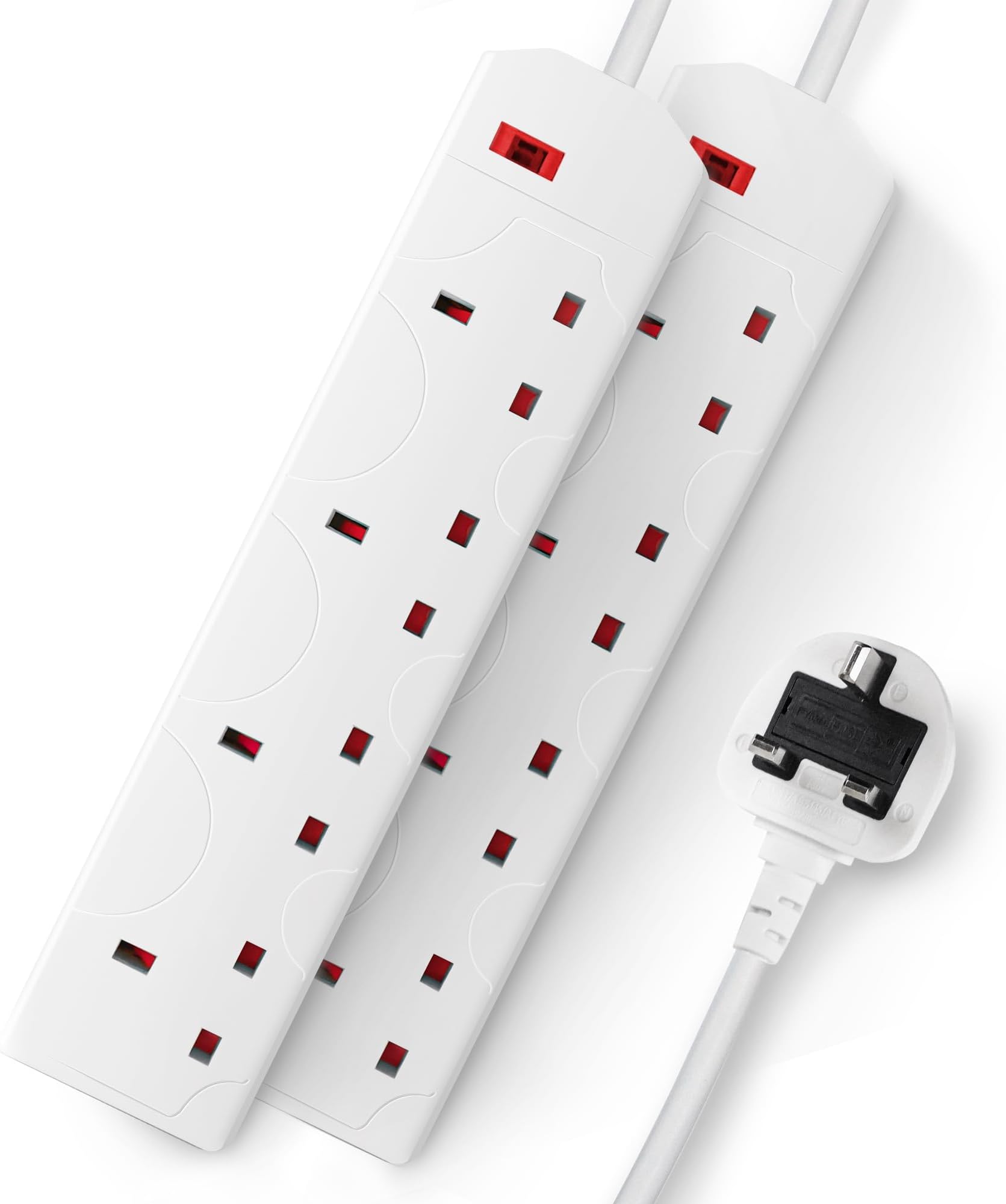 DESIRETECH White Electric Extension Lead - 4 Gang, 2 Metre Cable with ...