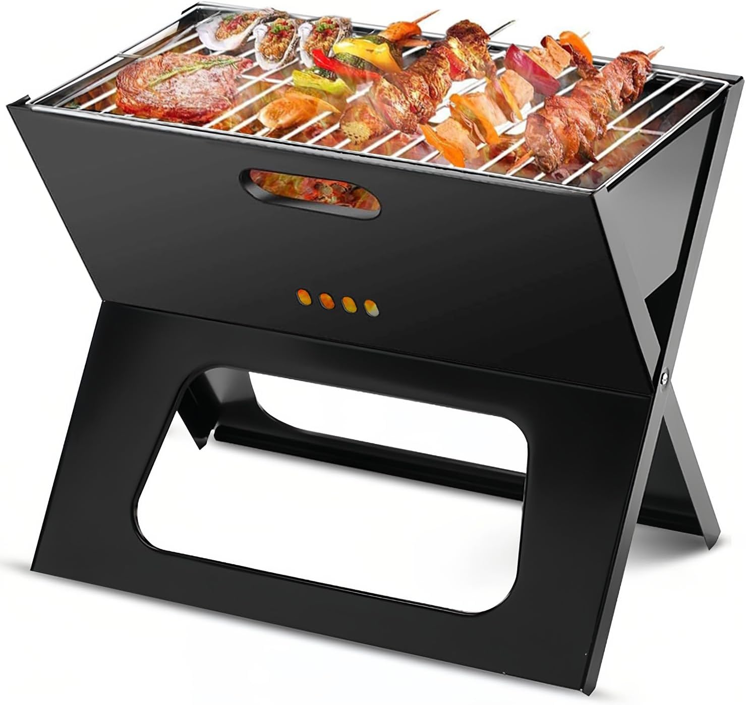 SYNMORE Asador de Carbón Portátil y Plegable, Mini Parrilla de Barbacoa ...