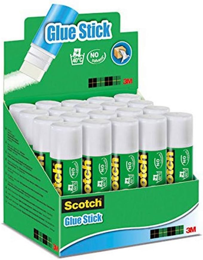 3M Scotch Permanent Glue Stick Solvent-Free, 1 Pack of 20 Glue Sticks ...
